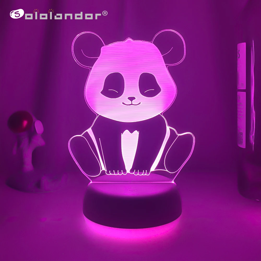 Criativo-3D-Panda-Levou-Novidade-luz-7-Cores-Alimentado-por-Bateria-USB ...