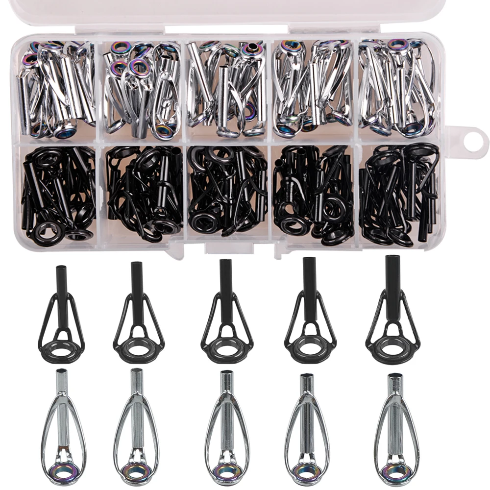 50/100PCS Fishing Rod Tips Repair Kit Rod Top Tip Replacement stainless ...