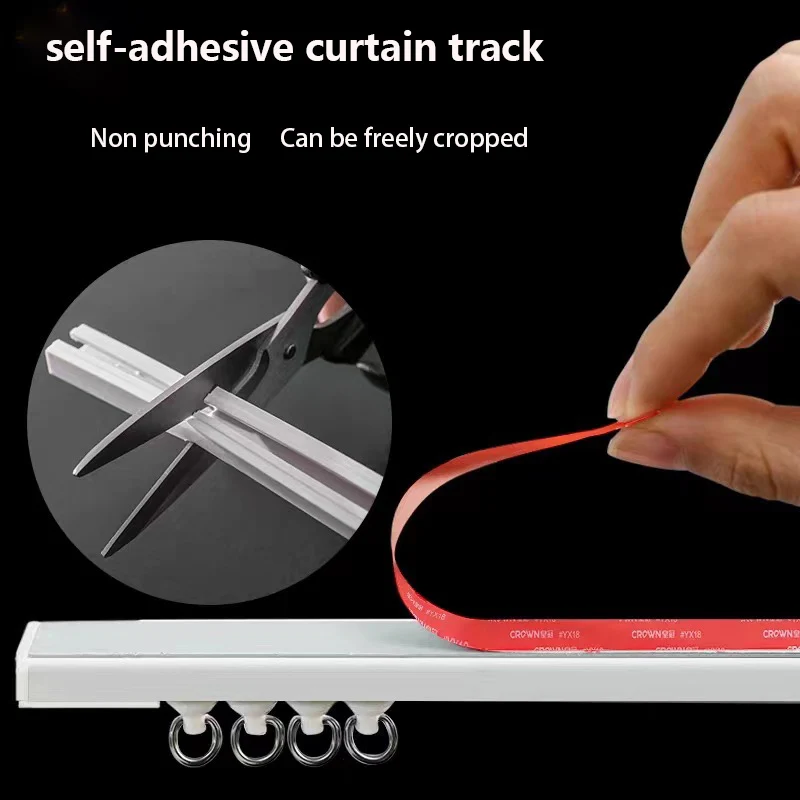 Self Adhesive Curtain Sliding Track Without Punching Nano Silent Track ...