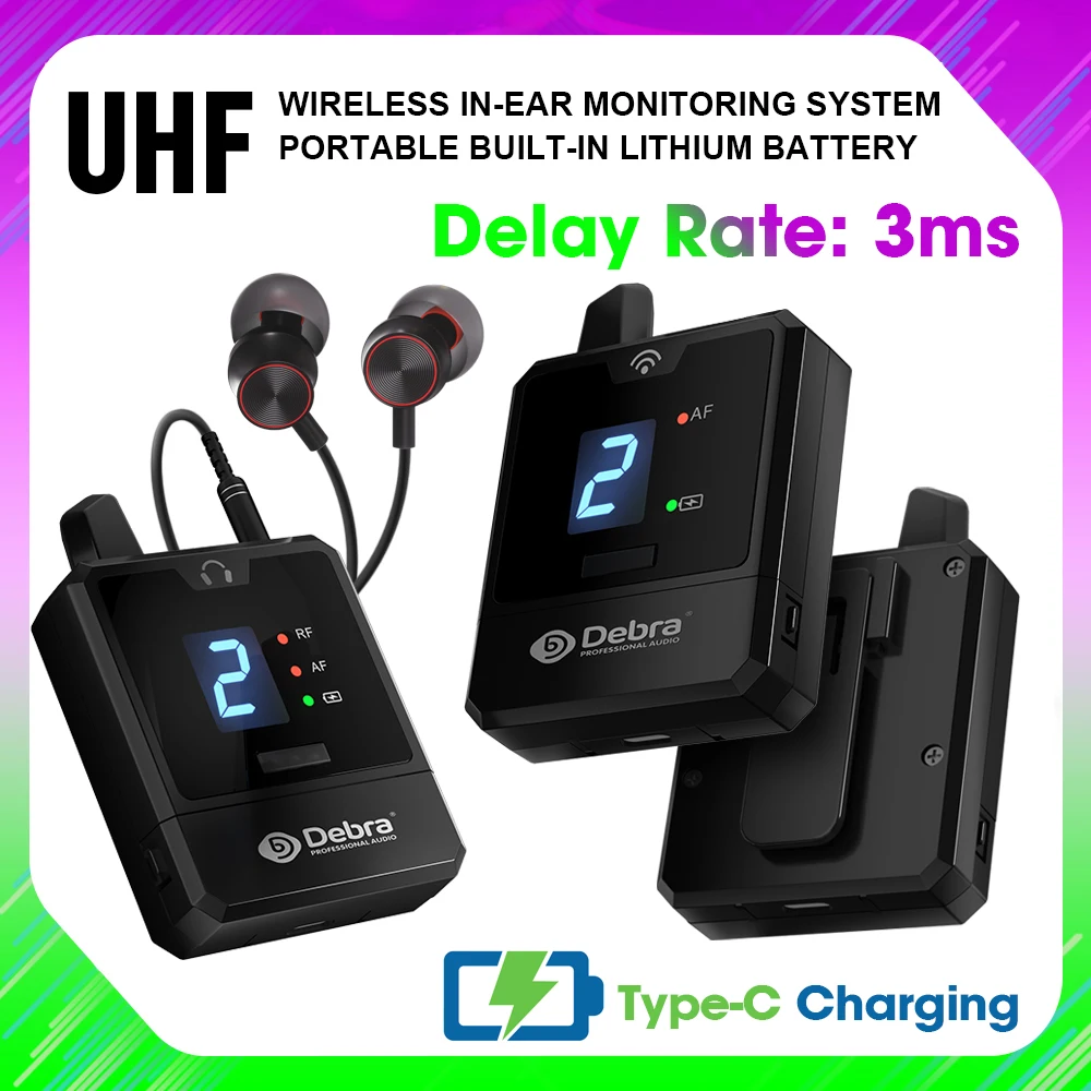 Debra Wireless In-Ear Monitor System UHF IEM Audio-Mini UHF ...