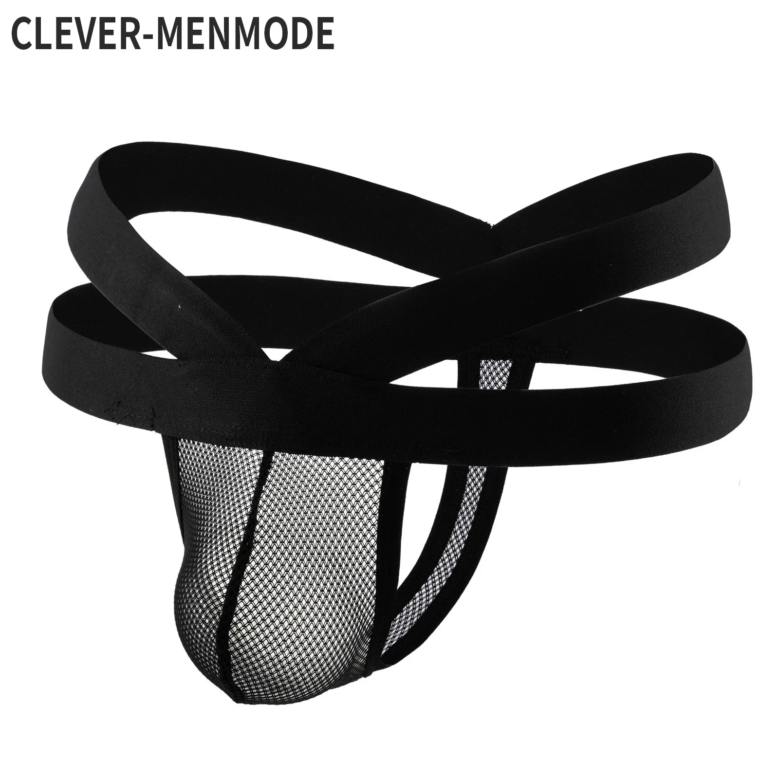CLEVER-MENMODE Sexy Mesh Thongs Sheer Panties G-String Underwear Men Double Waist Bulge Pouch ...