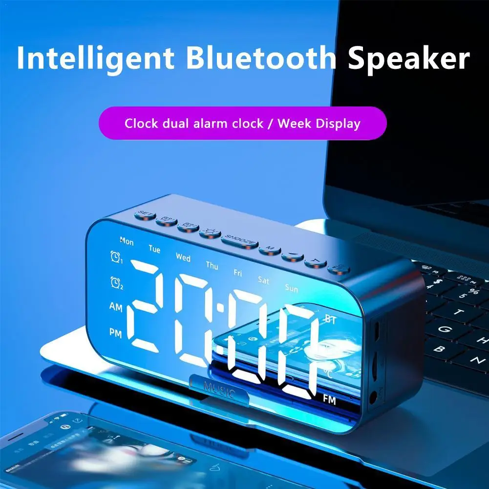 Desktop-Alarm-Clock-Mini-LED-Mirror-Multi-function-Digital-Clock ...