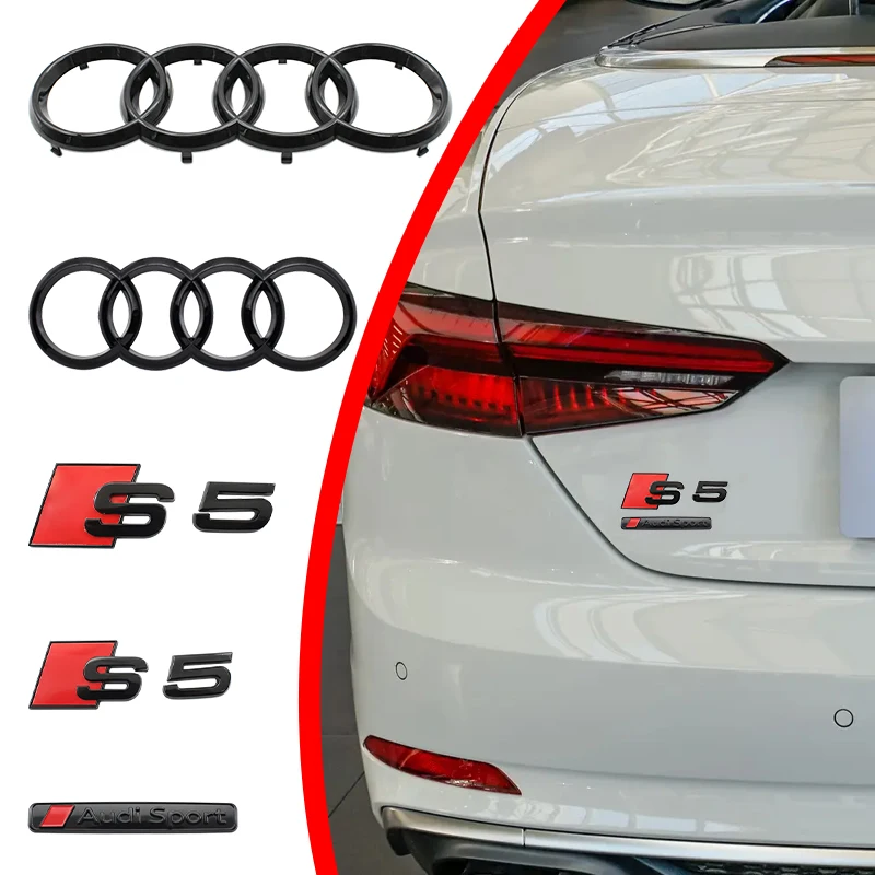 3D ABS Car Front Grille Logo S5 Sticker Audi Sport For Audi S5 2010 ...