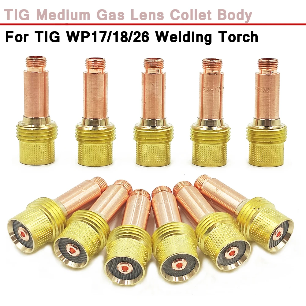 5/10Pcs 1.0/1.6/2.4/3.2/4.0mm TIG Medium Gas Lens Collet Body 45V24 ...