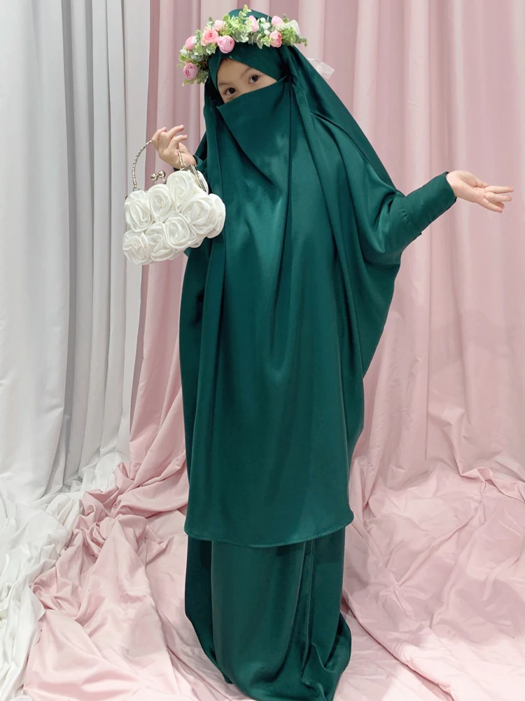 Jilbabs for Kids Girl Islamic Clothing 2 Piece Sets Dubai Turkish ...