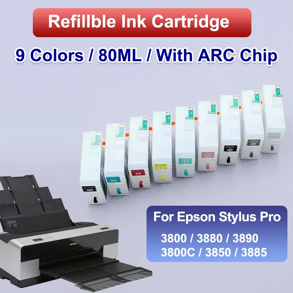 9 Color 80ML Refillable Ink Cartridge with Permanent Chip Sensor For ...
