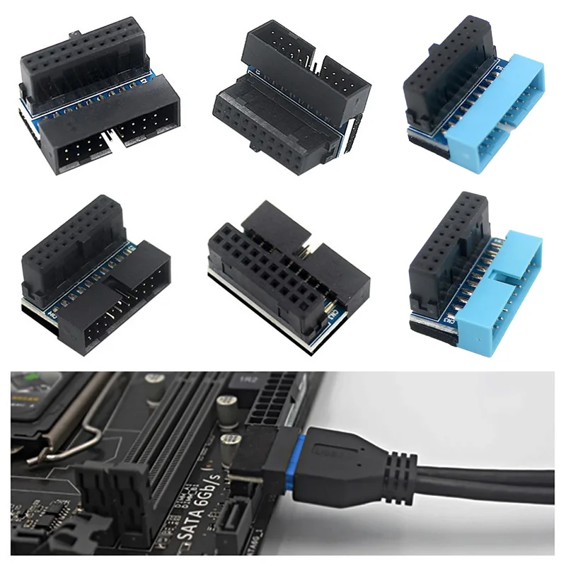 PC-Mainboard-USB-3-0-19PIN-20PIN-Connector-Male-to-Female-90-Degrees ...