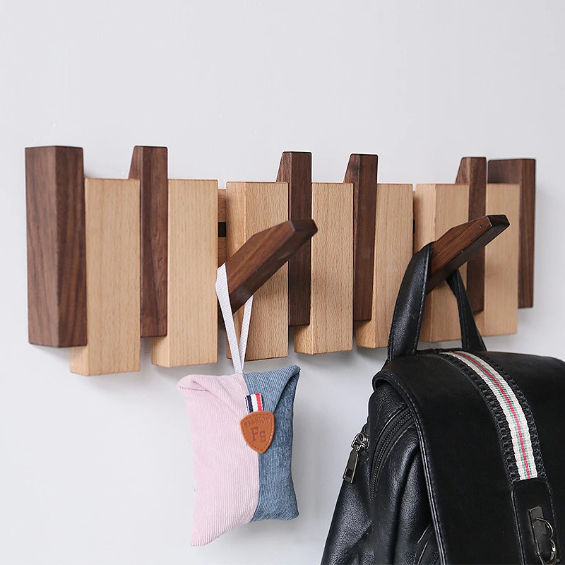 Beech and Walnut Coat Rack Wall Mounted Sticks Piano Clothes Rack ...