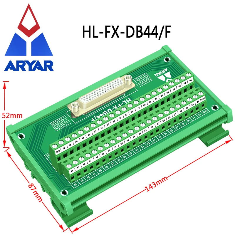 Db44 D-sub Din Rail Mount Interface Module , Db44 Female Breakout Board ...
