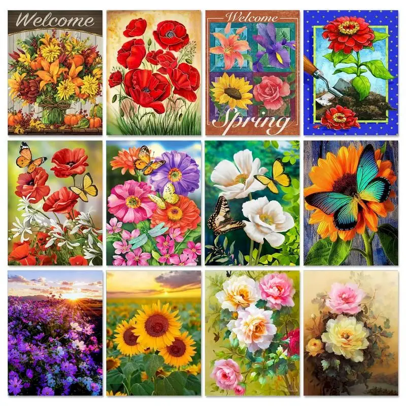 GATYZTORY-Painting-By-Number-Color-Flowers-Drawing-On-Canvas-Gift-Diy ...
