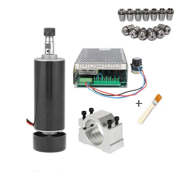 0.5kw Air Cooled Spindle Motor ER11 Chuck CNC 500W Spindle DC Motor ...
