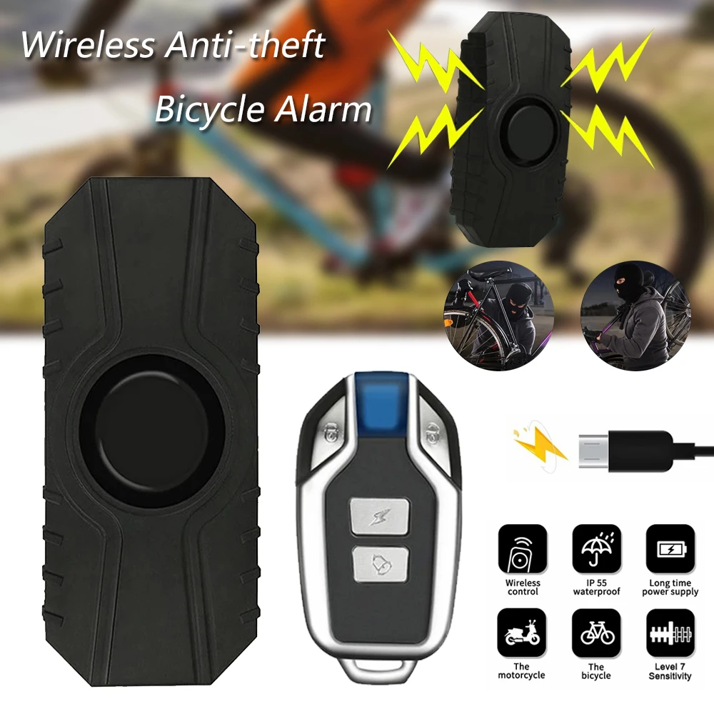 Wireless-Bicycle-Vibration-Alarm-USB-Charge-Waterproof-Motorcycle ...