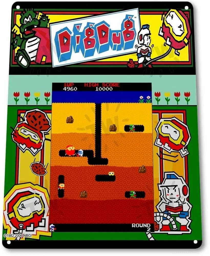 Dig-Dug-Classic-Arcade-Marquee-Game-Room-Man-Cave-Wall-Art-Decor-8-X12 ...