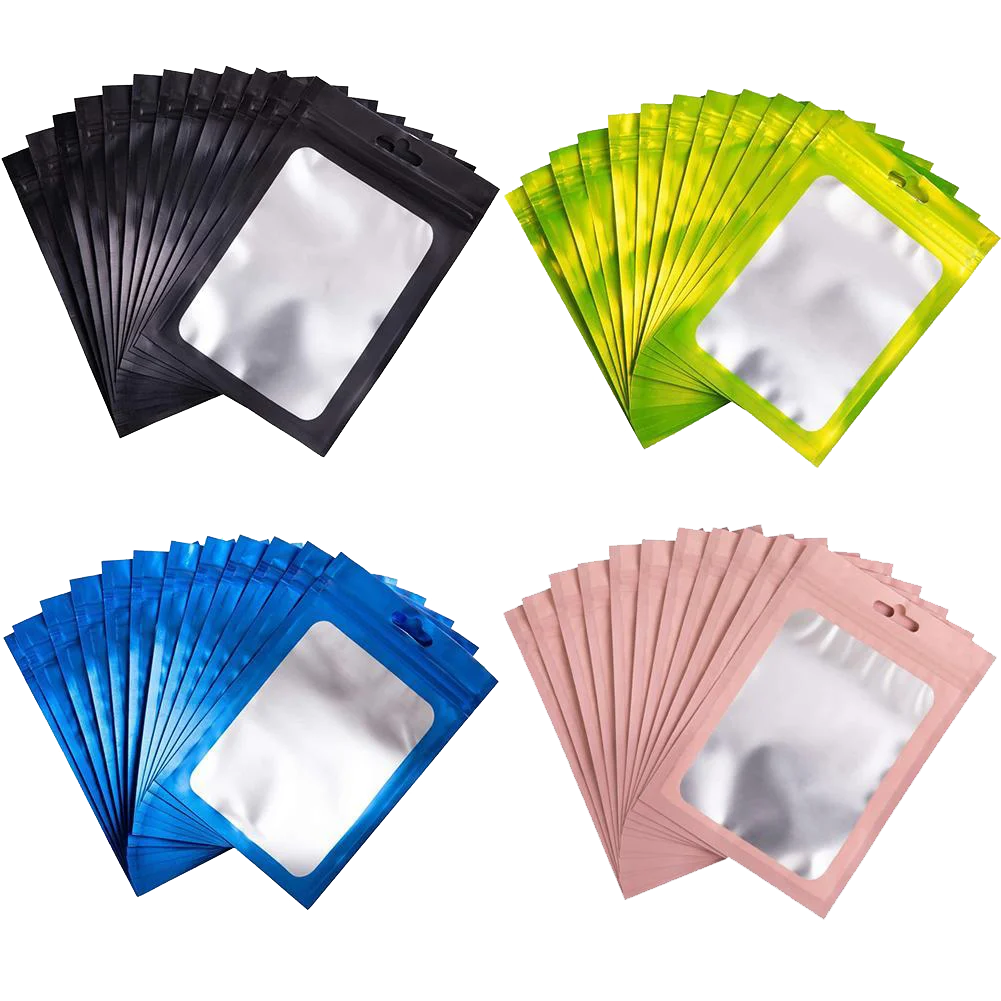 100-Pieces-Matte-Plastic-Bag-Reusable-Polyurethane-Zip-Bag-Supports ...