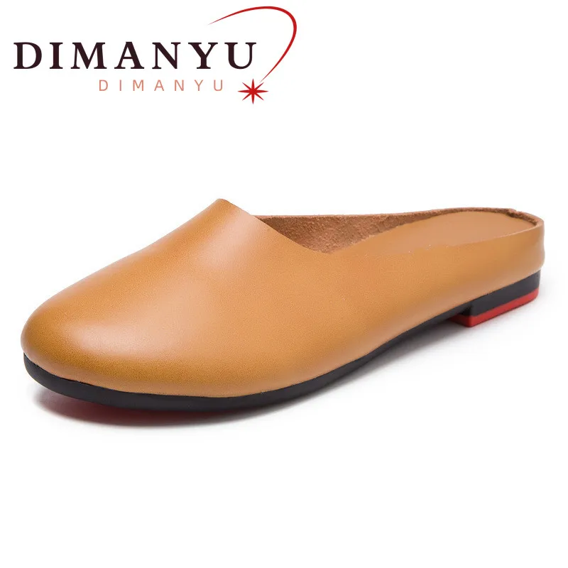 Women Slippers 2021 Spring New Genuine Leather Women Shoes big Size 41 ...