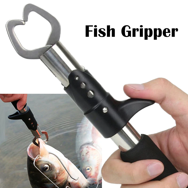 Portable Fishing Gripper Stainless Steel Fish Lip Grip Handle Grab Carp ...