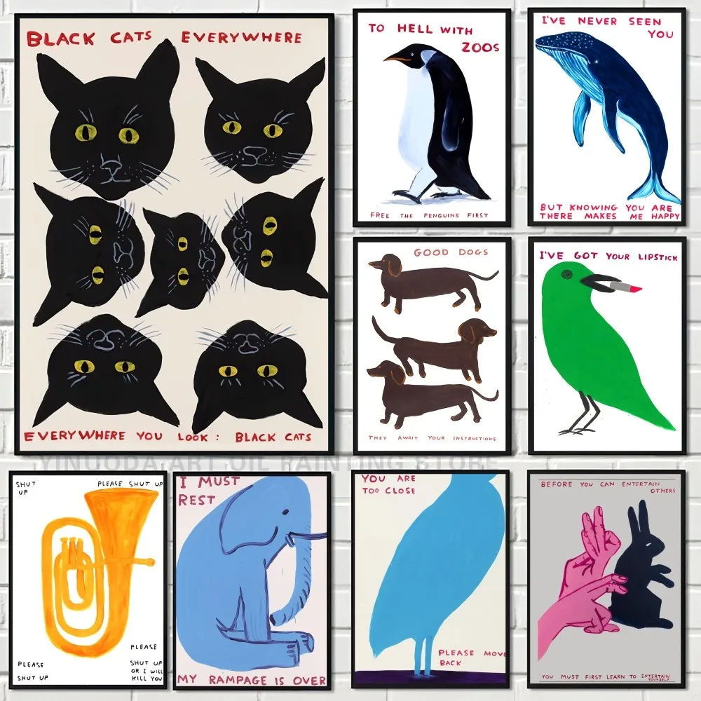 1pc-David-Shrigley-Tiger-Penguin-Whale-Shell-Poster-Self-adhesive-Art ...