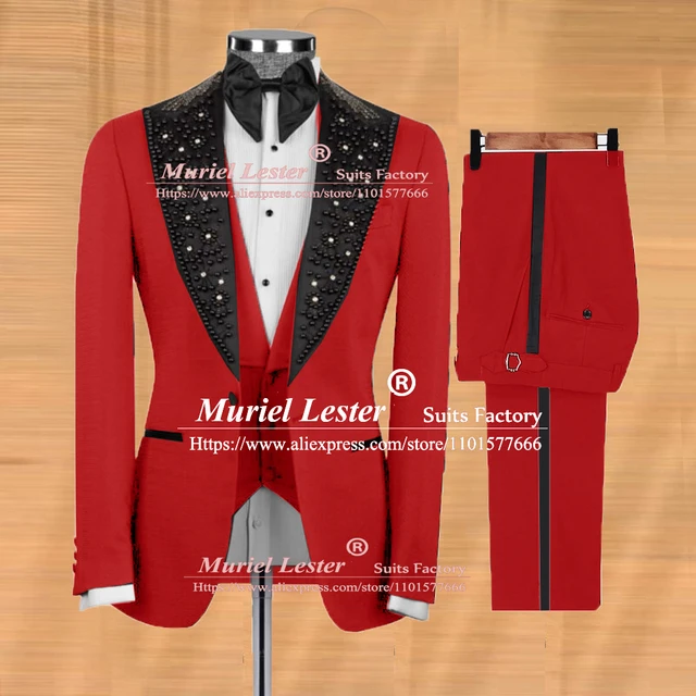 Blazer Ajustado Rojo Para Hombre