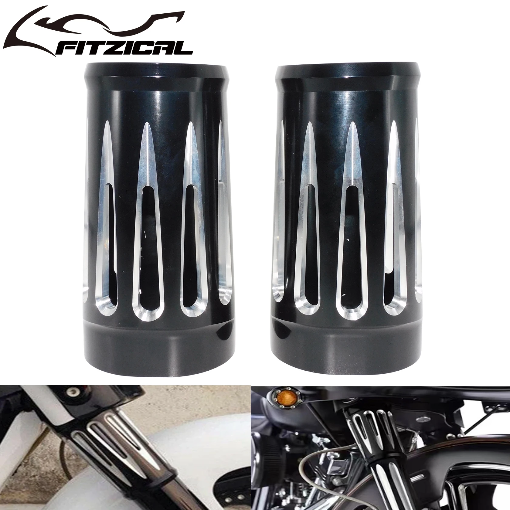 1-Pair-Motorcycle-CNC-Front-Fork-Boot-Slider-Covers-Aluminum-For-Harley ...