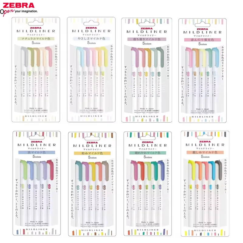 New Zebra Mildliner Highlighter Pastel Full Set 5 Colors Set Marker Pen ...