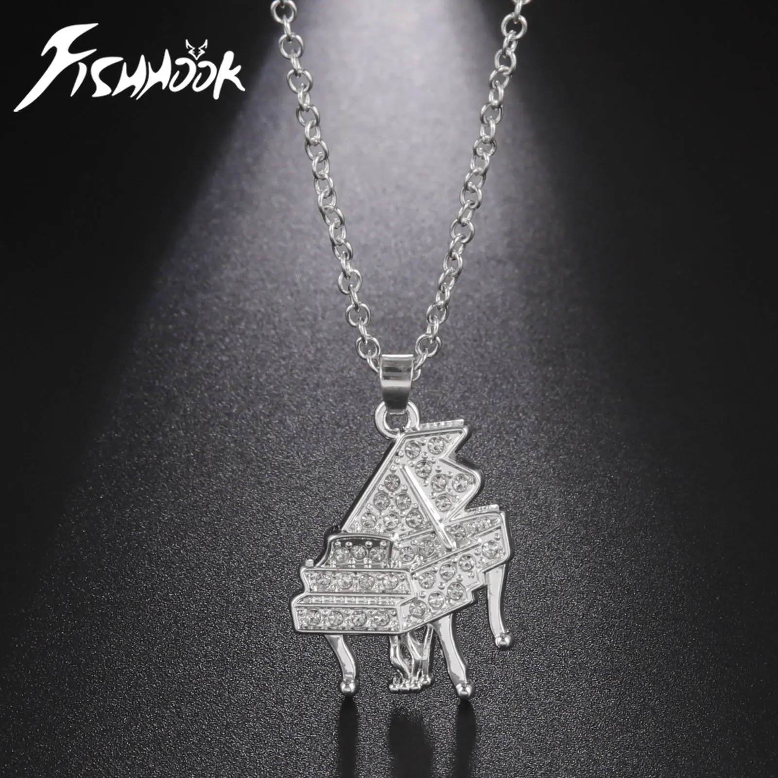 Fishhook-Grand-Piano-Necklace-Music-Chain-Classic-Pure-Crystal-Zircon ...