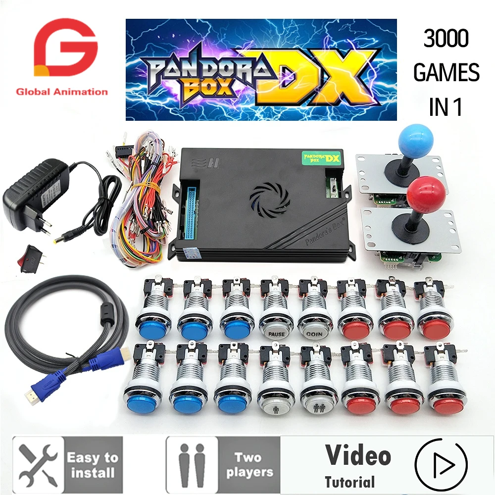 3000 In 1 Pandora Box Dx Kit 2 Player Arcade Machine Diy Kit Arcade ...