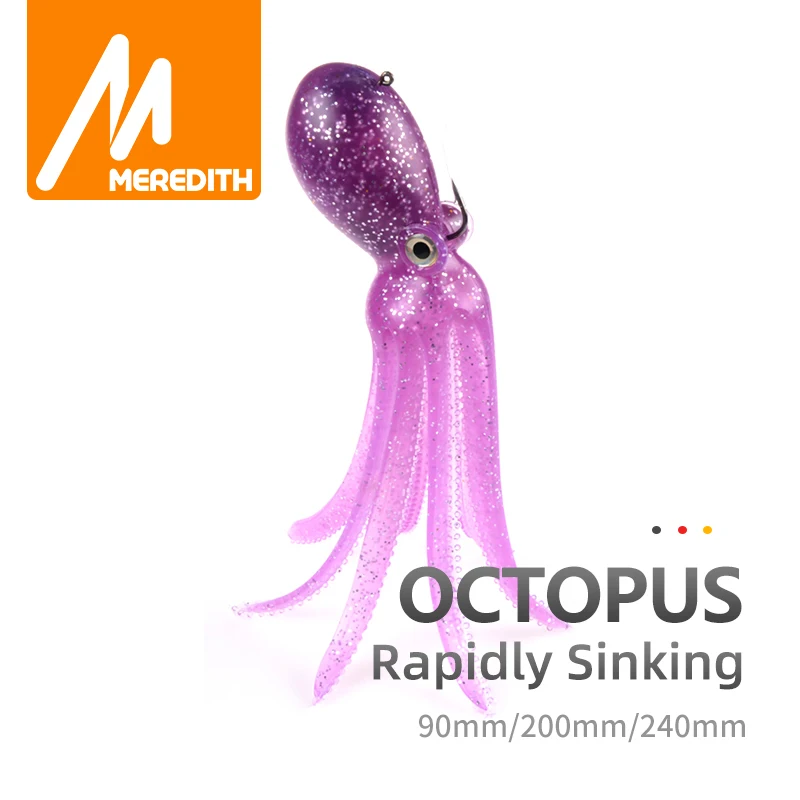 Meredith Octopus Sinking Fishing Lures 90mm 200mm 240mm Long Tail Soft ...