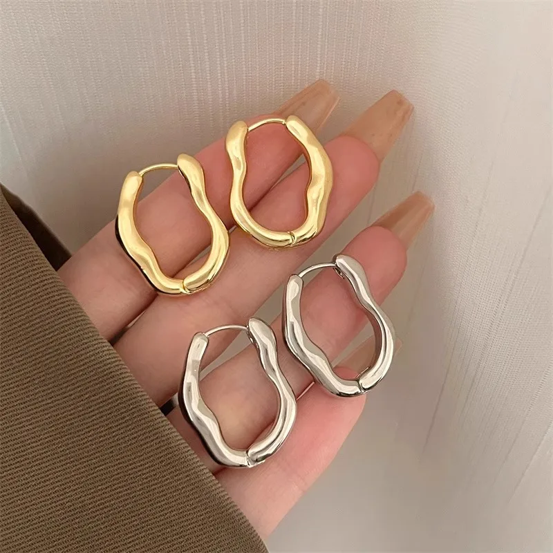 Gold-Color-Metallic-Ear-Loops-For-Women-Simple-Cool-Style-Irregular ...