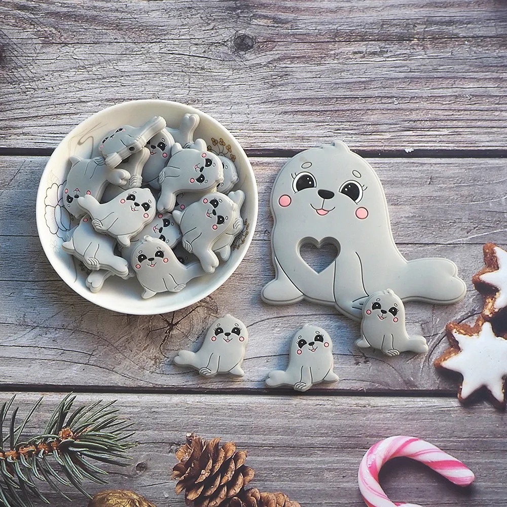 Chenkai-10pcs-Seal-Shaped-Beads-Silicone-Bead-BPA-Free-Baby-Teething ...