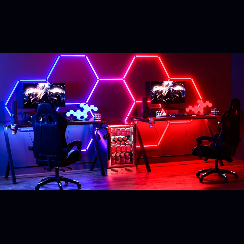 RGB-Intelligent-Hexagonal-Wall-Lamp-Color-changing-Ambient-Night-Light ...