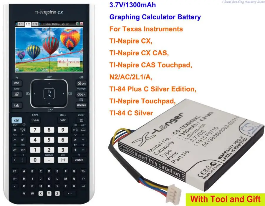 CS 1300mAh Battery For Texas Instruments TI 84 C Silver TI 84 Plus C TI Nspire CAS TI Nspire cs-1300mah-battery-for-texas-instruments-ti-84-c-silver-ti-84-plus-c-ti-nspire-cas-ti-nspire
