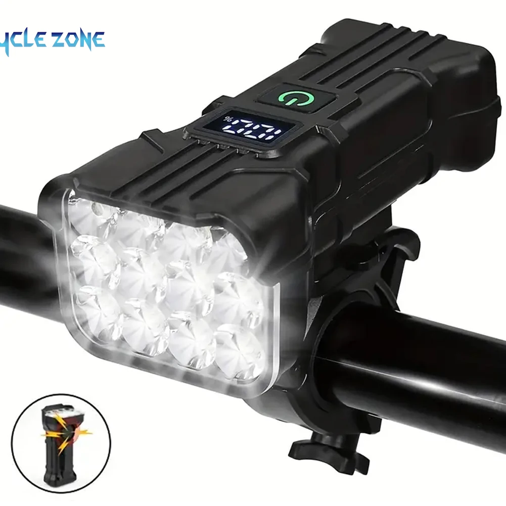 12-LED-Bicycle-Front-Light-Rechargeable-Bike-Light-with-Horn-MTB-Bicycle-Head-Lights-Cycling ...