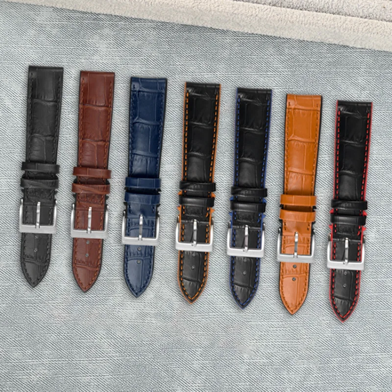 Luxury Unisex Genuine Leather-FKM Watch band with Bamboo Knot Pattern ...