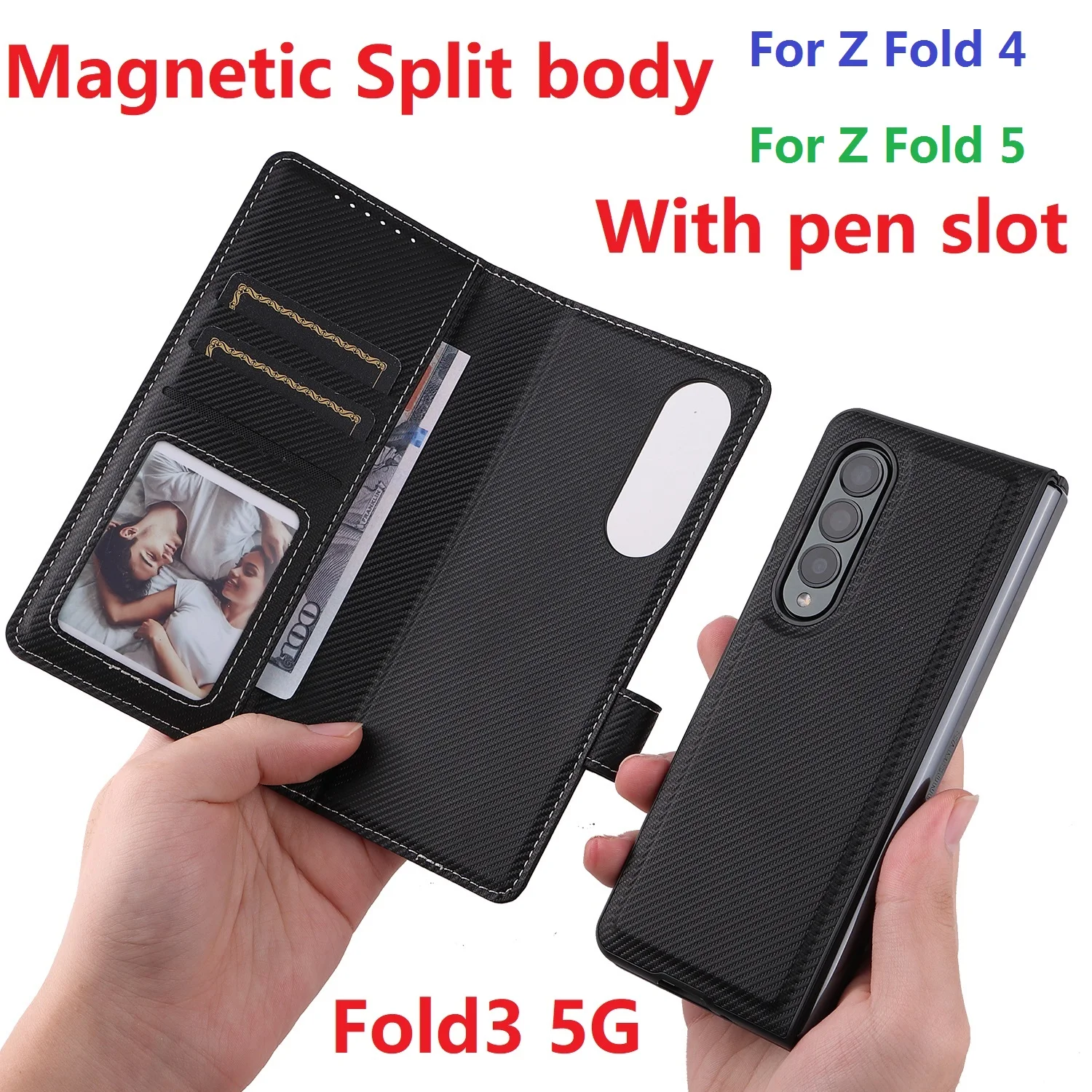 Magnetic-Leather-For-Samsung-Galaxy-Z-Fold-4-3-5-Fold3-Fold5-Case-Split ...