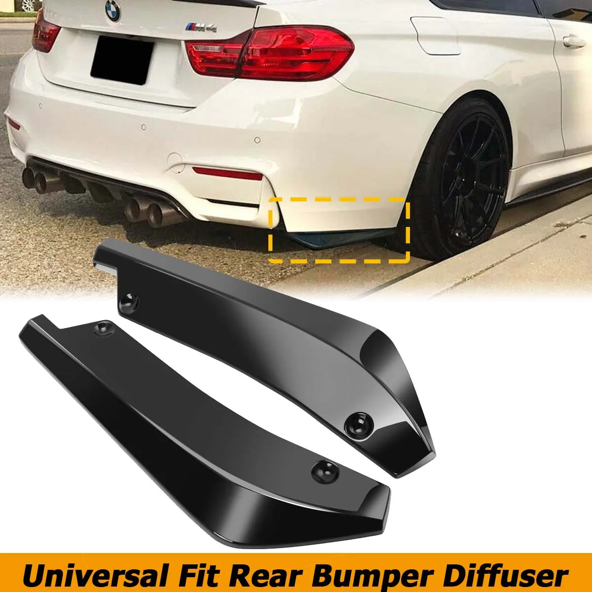 2PCS-Rear-Bumper-Lip-Diffuser-Splitter-Canard-Spoiler-Body-Kit ...