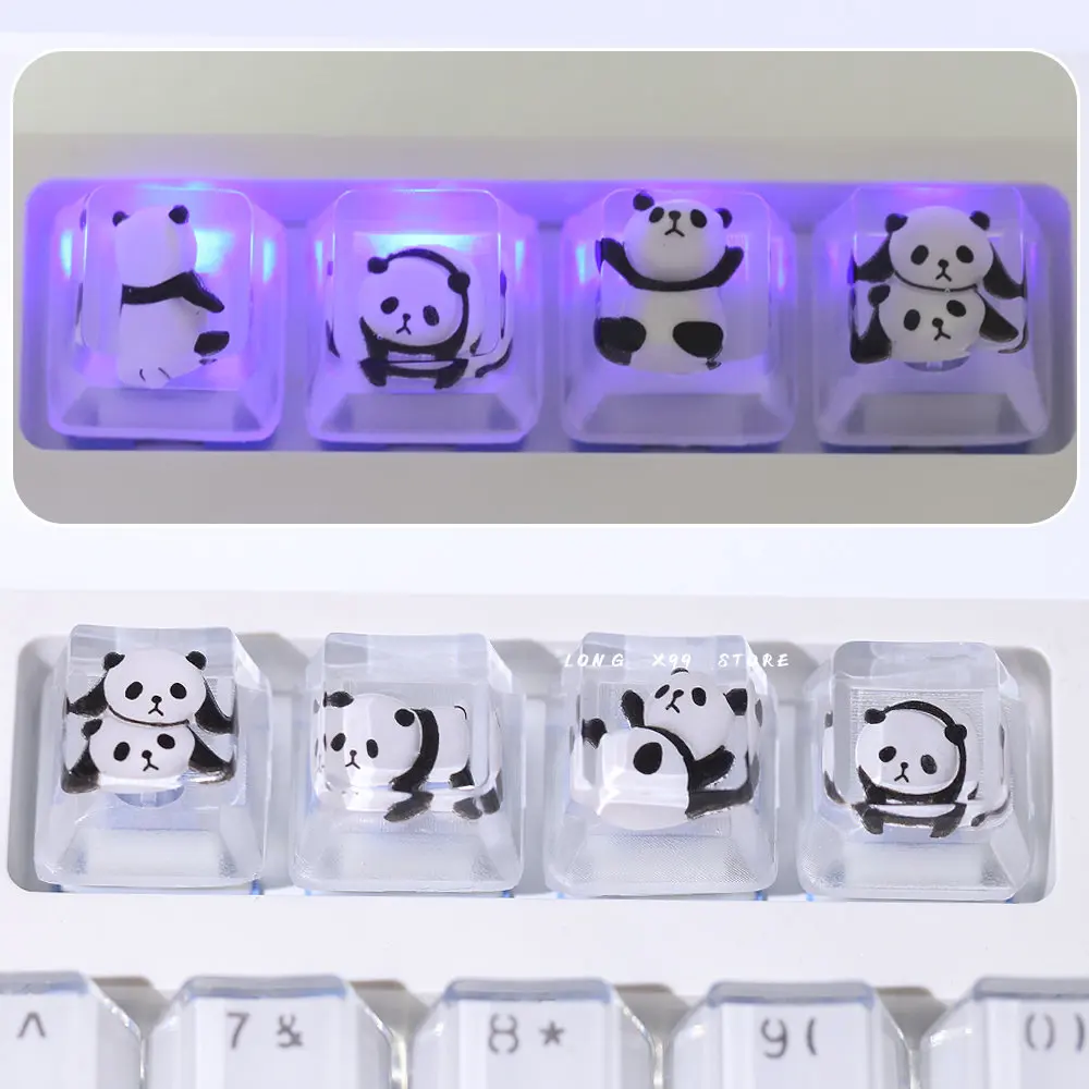 Resin Panda Keycaps Three-dimensional Personality Cute Backlit Keycap ...