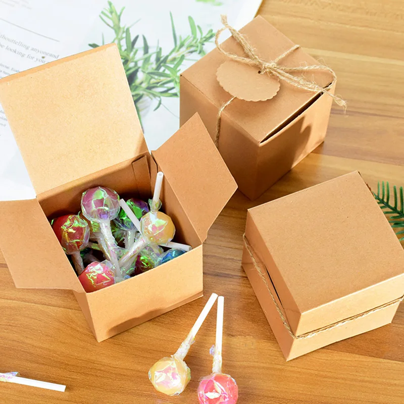 10pcs-Brown-Square-Kraft-Paper-Candy-Box-Wedding-Favors-Cookies-Gift ...