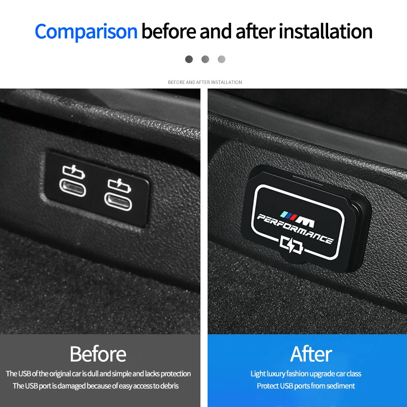 Car-rear-console-center-usb-equip-charging-port-protective-cover-dust ...
