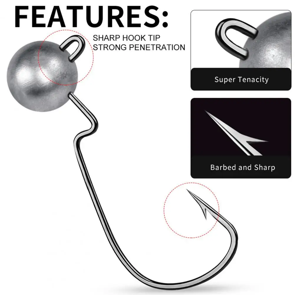 Confi-vel-Offset-Head-Ball-Jig-Hook-Gancho-de-isca-leve-Bola-redonda ...