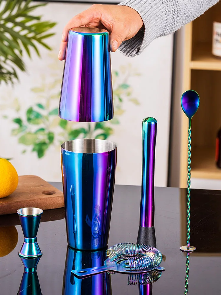 5pcs-Rainbow-Cocktail-Shaker-Bar-Set-Boston-Shaker-Tins-Bartender-Kit ...