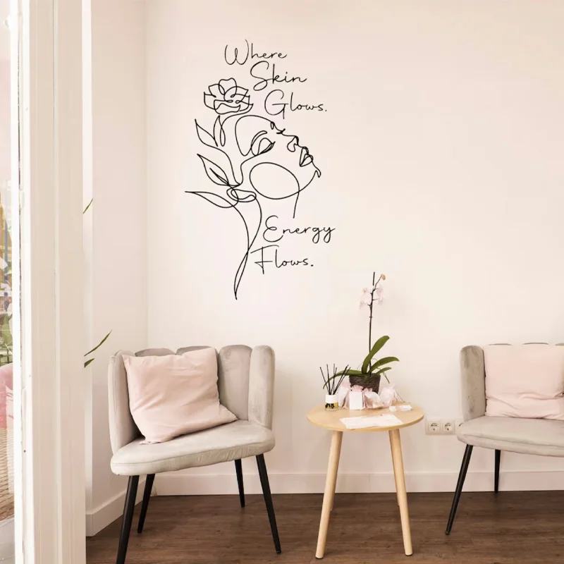Where-Skin-Glows-Energy-Flower-Girl-Line-Art-Decal-Beauty-Salon ...
