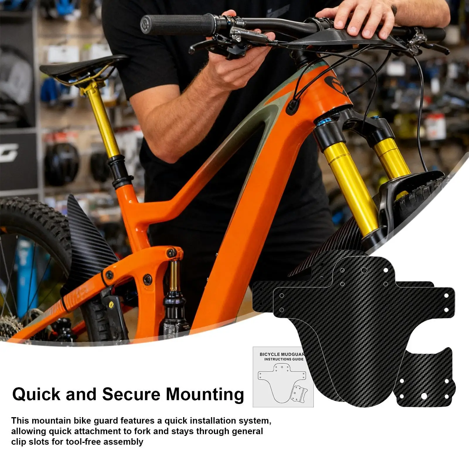 Mountain Bike Guard Carbon Fiber Mud Protector Mountain Bike Front and ...