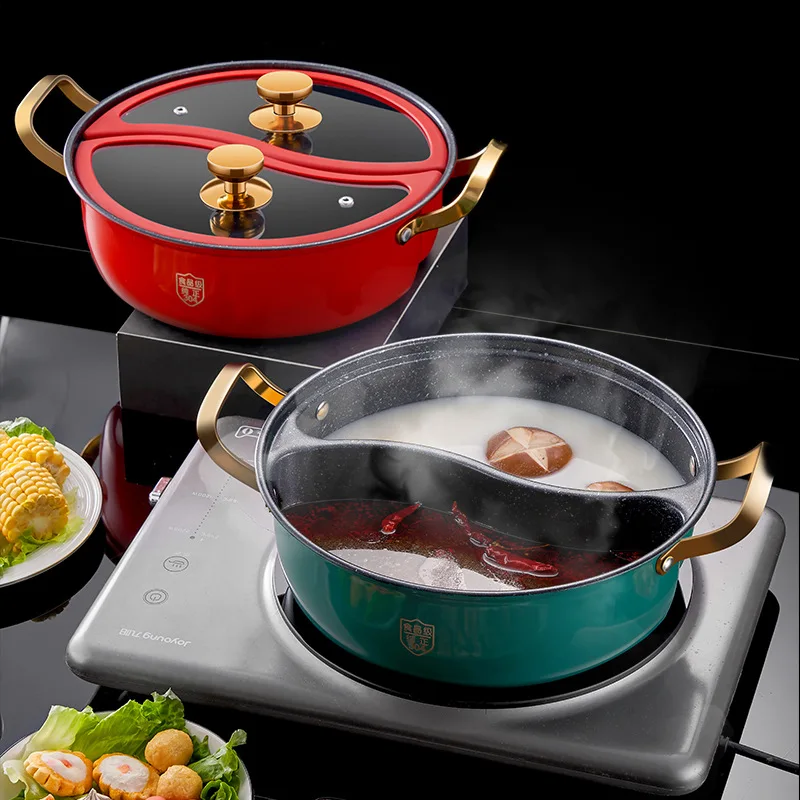 304-Stainless-Steel-Double-flavor-Hot-Pot-with-Lid-Thickened-Double-Ear ...