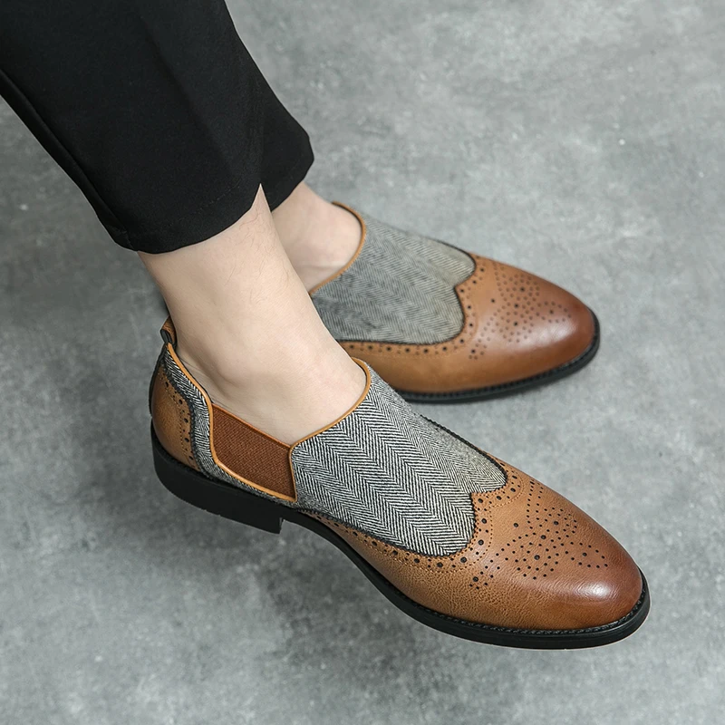 Spring New Men's Comfortable Carved Breathable Block Shoes Fashion ...