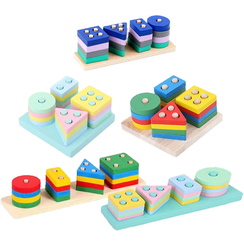 Building Block Four Sets Columns Geometric Sleeve Column Children ...