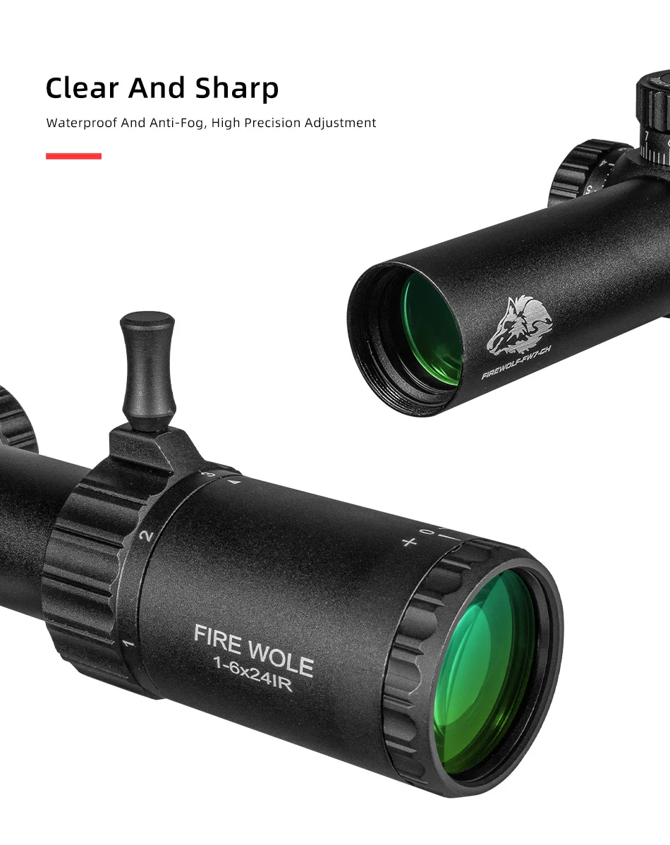FIRE WOLF HD 1-6X24 IR Compact Hunting Scope Tactical Rifle Scopes ...