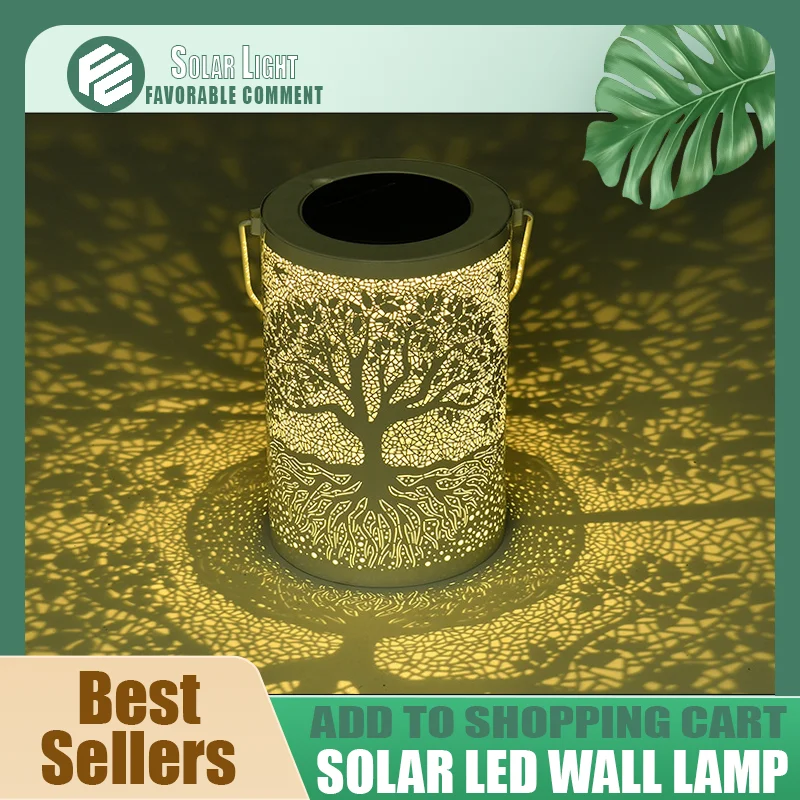 Wrought iron tree lamp, outdoor courtyard solar viewing light ...
