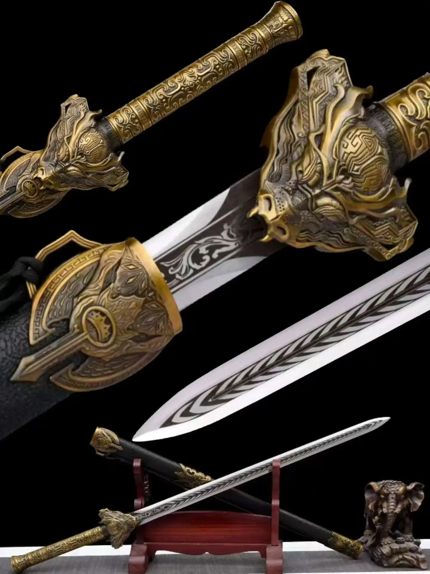 Chinese-Kungfu-King-Qin-Battle-Sword-Real-Multi-Refined-High-Manganese ...