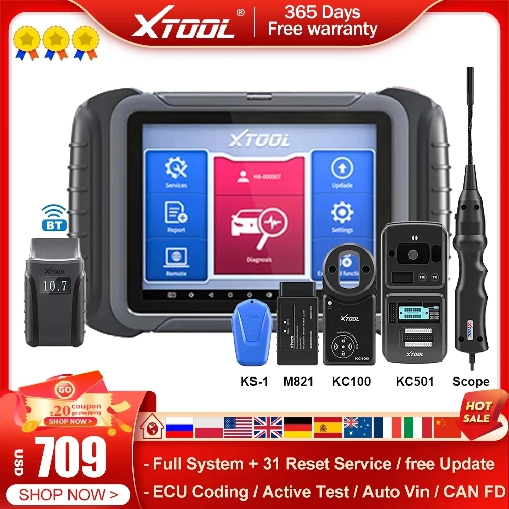 XTOOL D8 BT Automotive OE All Systems Diagnostic Tools ECU Coding ...