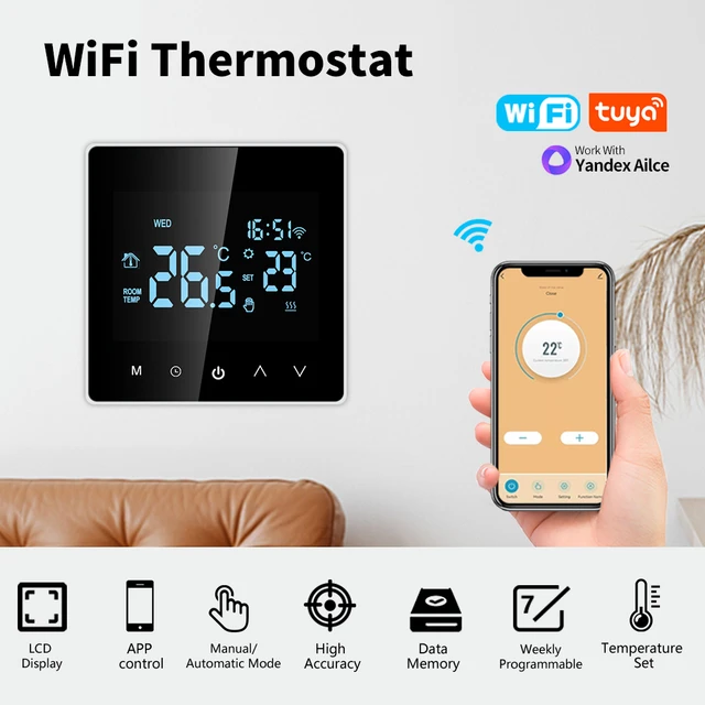 Tuya Wifi Intelligens Termosztát Lcd Érintés Hőmérséklet -Szabályozás ...